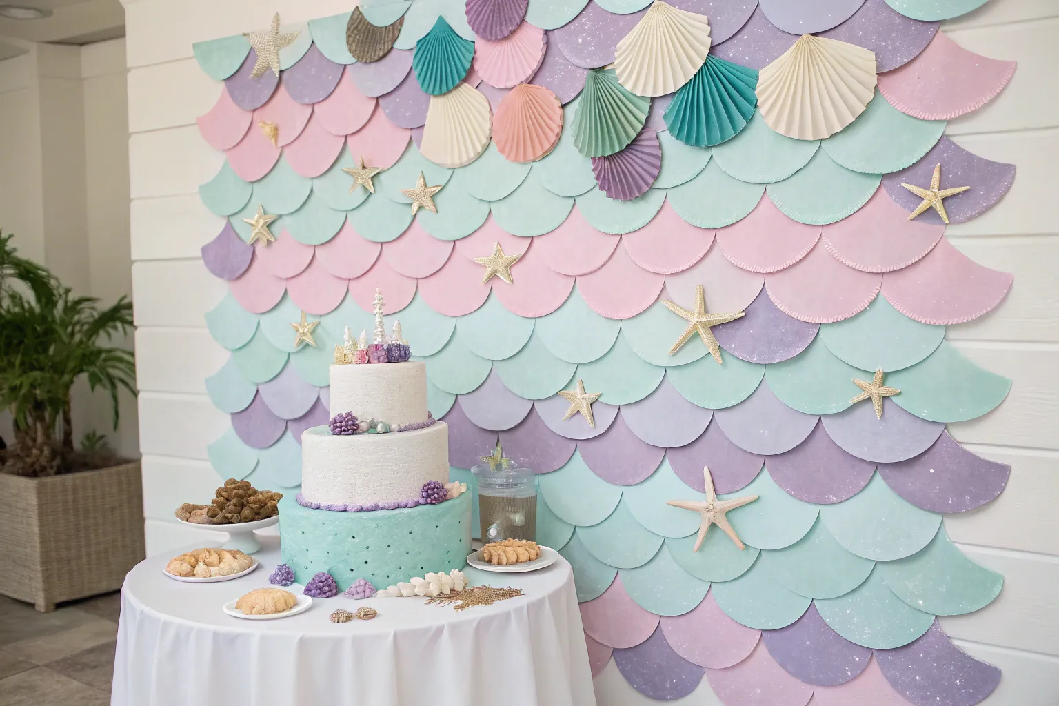 7+ Creative Backdrop DIYs for Mermaid Birthday Parties - Moss & Twine